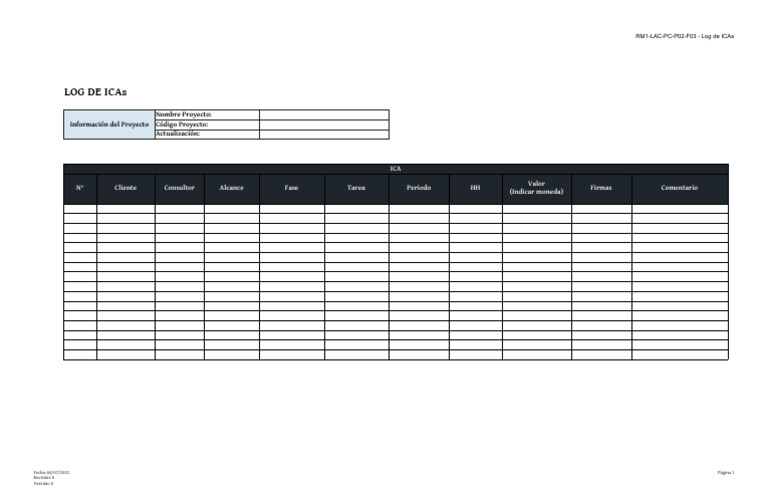 RM1-LAC-PC-P01-F04 Log de ICAs | PDF
