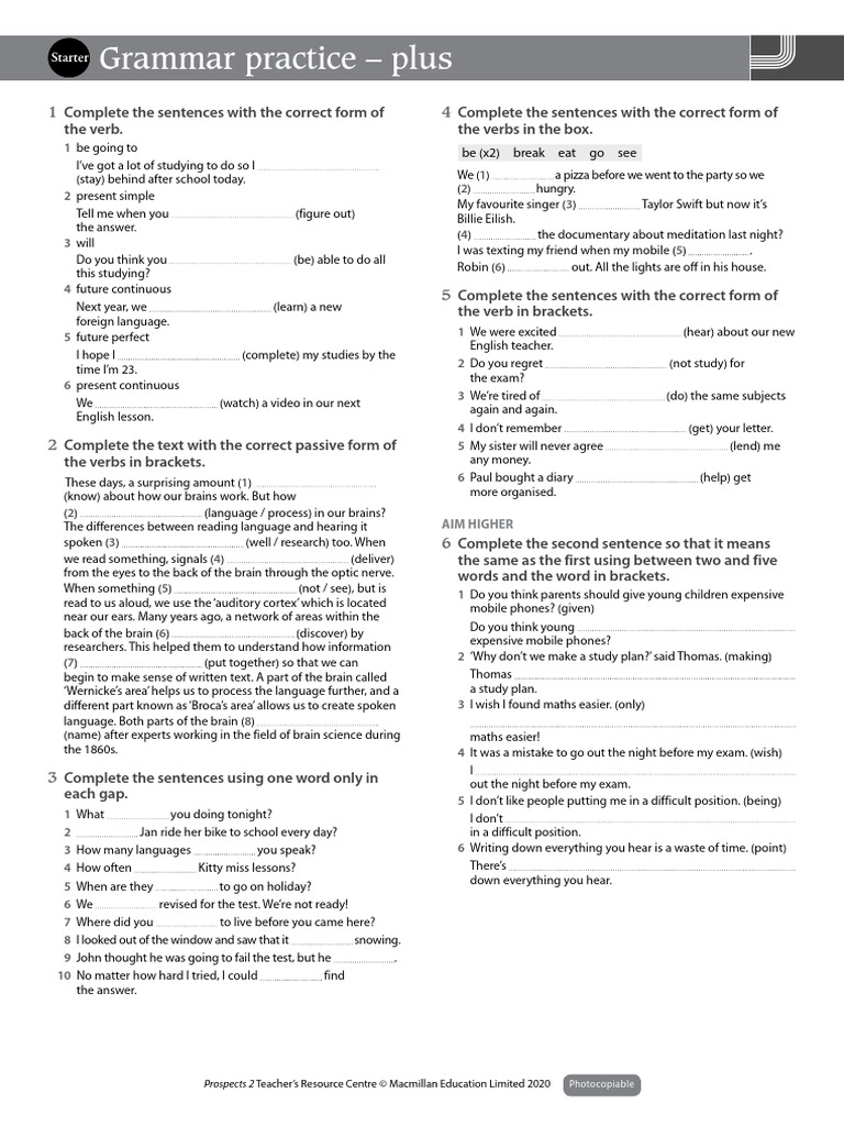 EP U0S Grammar Practice Plus | PDF | Brain | English Language