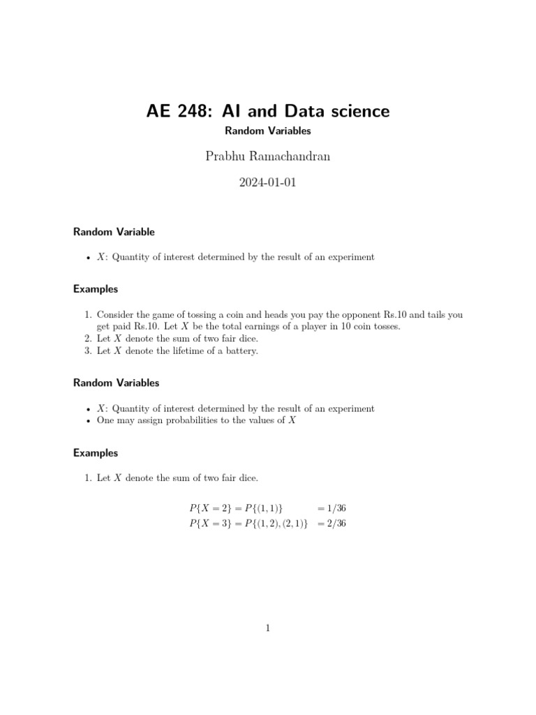 Understanding Random Variables in Data Science | PDF | Probability Distribution | Random Variable