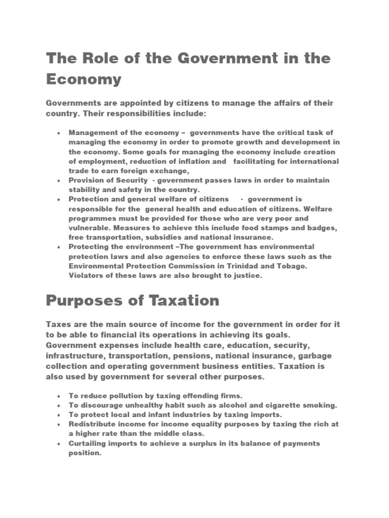 The Role of The Government in The Economy Form 5 | PDF | Taxes | Income Tax