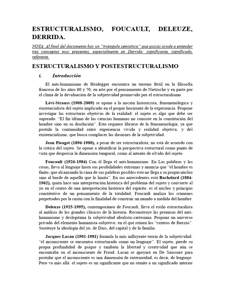 Estructuralismo Foucault Deleuze Derrida | PDF | Michel Foucault | Discurso