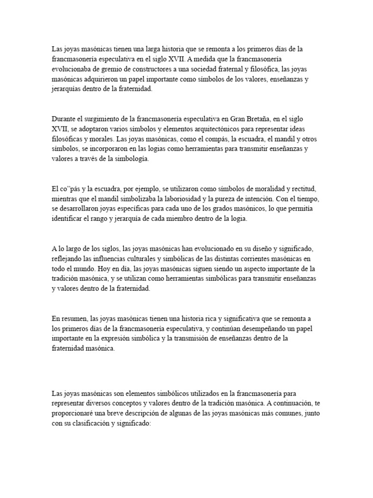 Joyas Masónicas: Significado y Tipos | PDF | Masonería