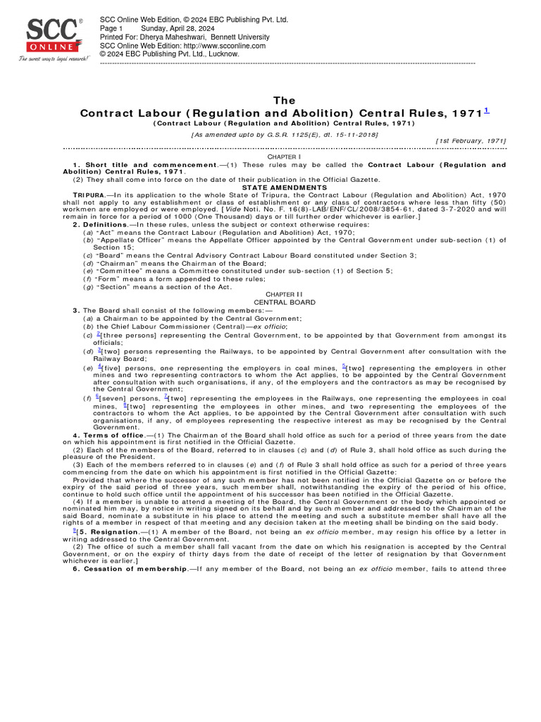 Maharashtra Contract Labour Rules 1971 | PDF | License | Employment