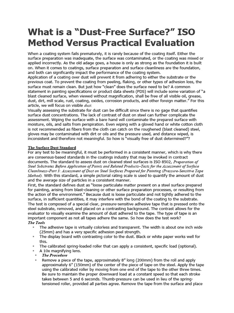 Understanding Dust-Free Surfaces in Coating | PDF | Dust | Coating