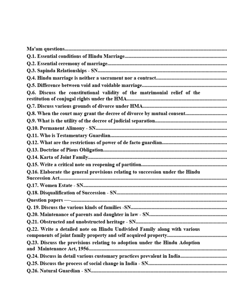 hindu law notes | PDF | Marriage | Social Conventions