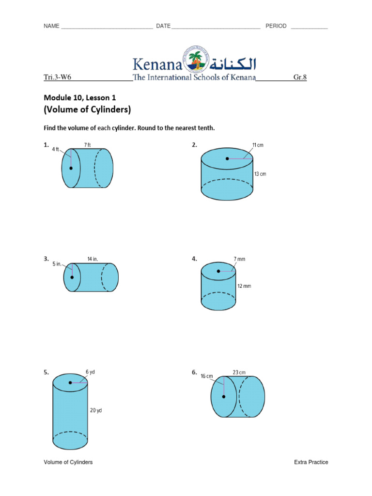 Lesson 1 Volume of Cylinder | PDF