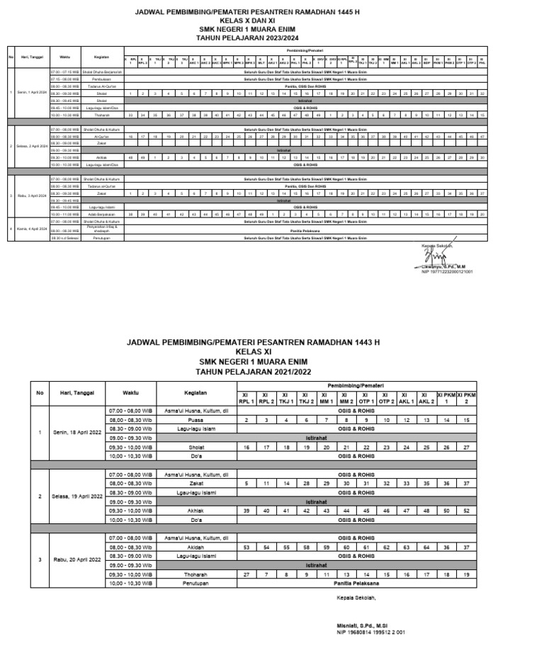 Jadwal Pesantren Ramadhan 2024 | PDF