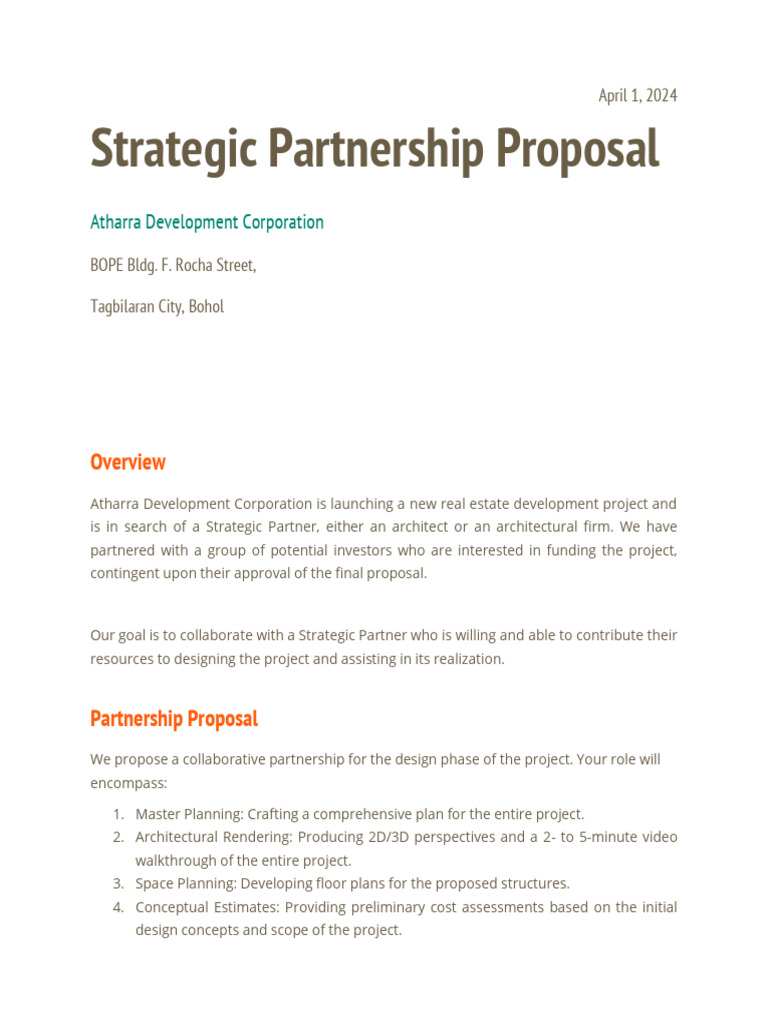 Stategic Partnership Proposal | PDF | Architect | Business