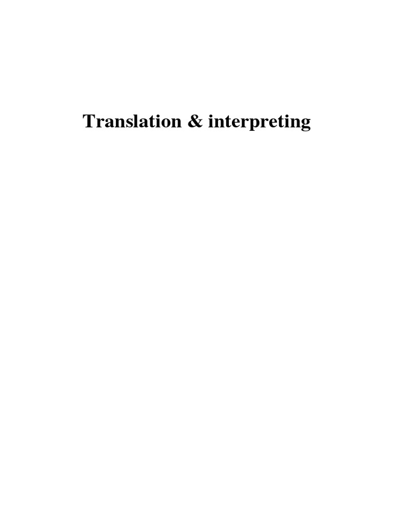 Handout | PDF | Language Interpretation | Translations