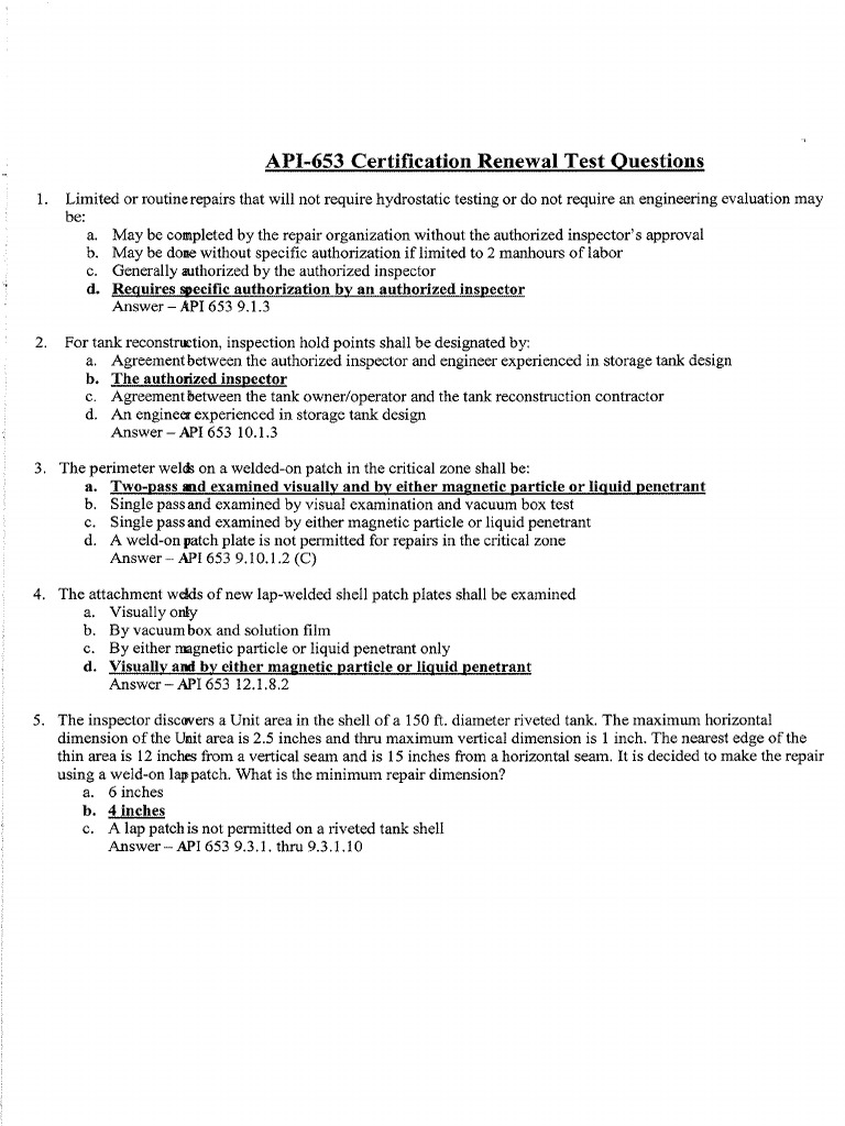 API 653 Recert 1 | PDF