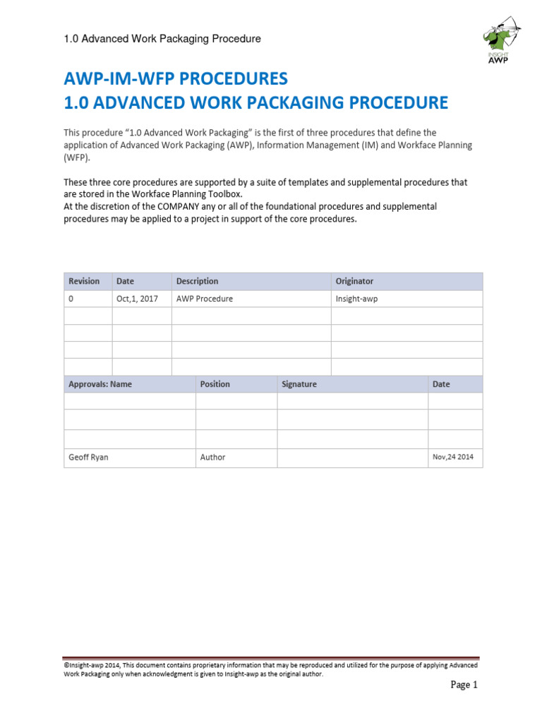 1 Advanced Work Packaging Procedure Insight AWP 2017 | PDF | Project ...