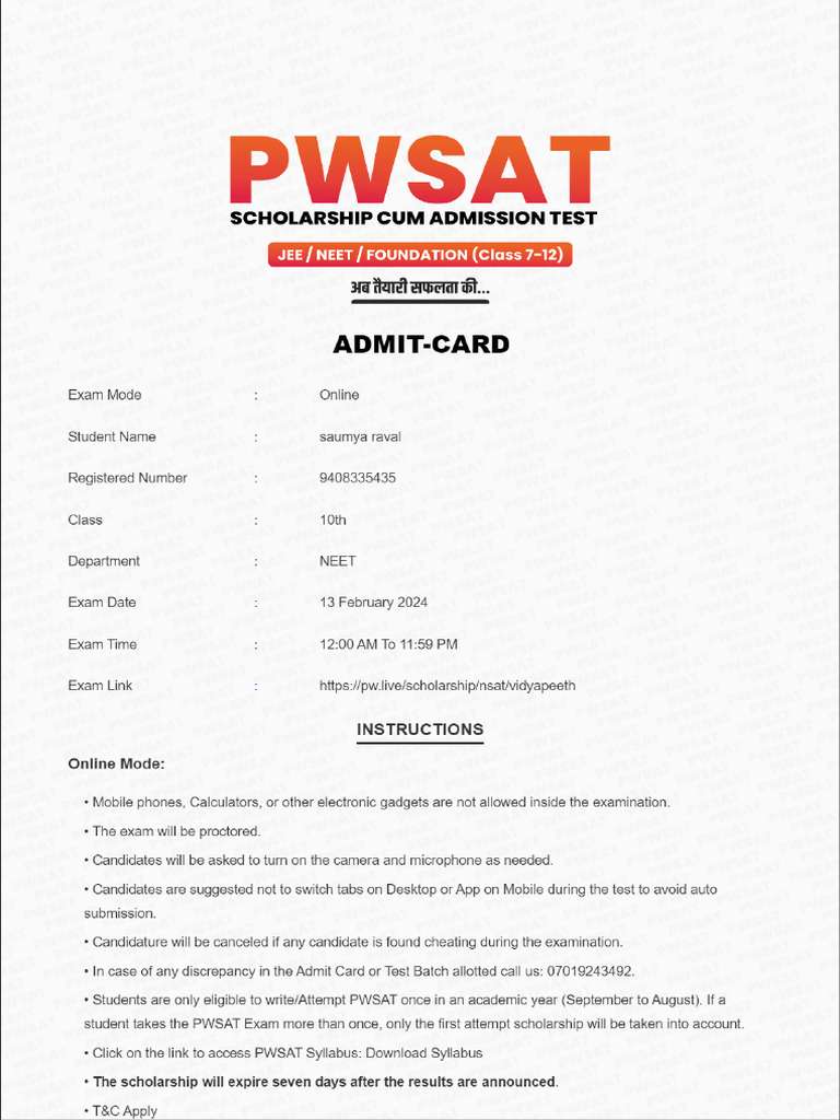 Admit Card | PDF