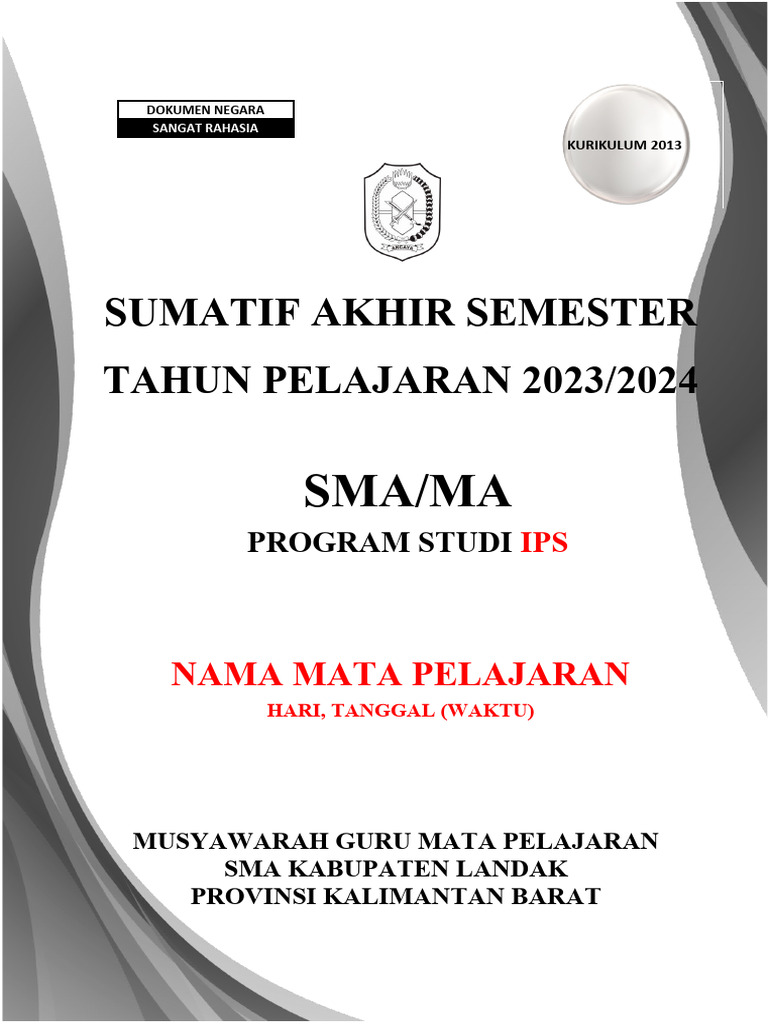 Format Soal Sas 2023 | PDF