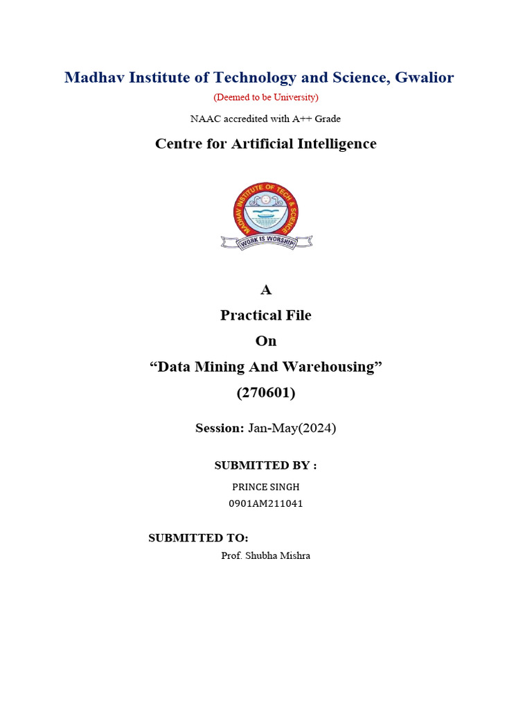 DMlab_FilE prINCE | PDF | Receiver Operating Characteristic | Cluster Analysis