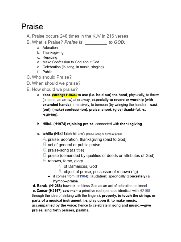 What Is Praise - Notes | PDF | Book Of Deuteronomy | Old Testament Books