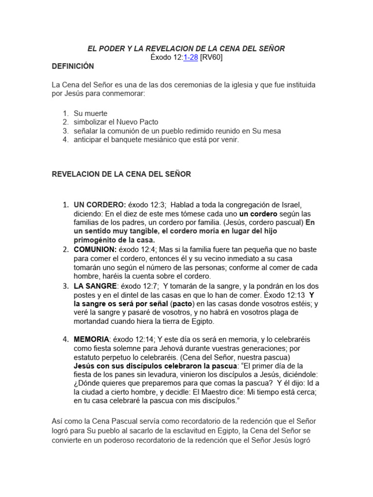 El Poder y La Revelacion de La Cena Del Señor | PDF | eucaristía ...