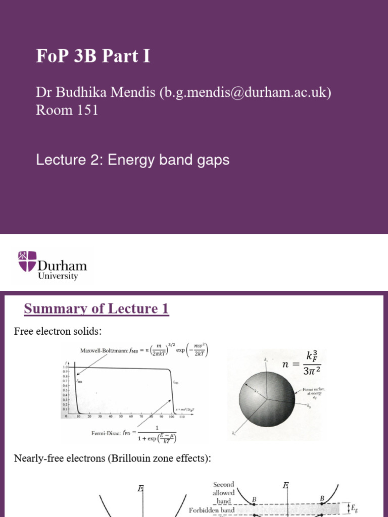 FoP3B Lecture 2 (Energy band gaps) | PDF | Electrical Resistivity And Conductivity | Electronic ...