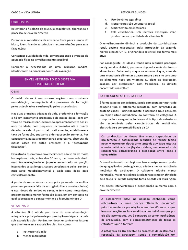 Caso 2 - Atividade Fã Sica para o Idoso | PDF | Osso | Envelhecimento