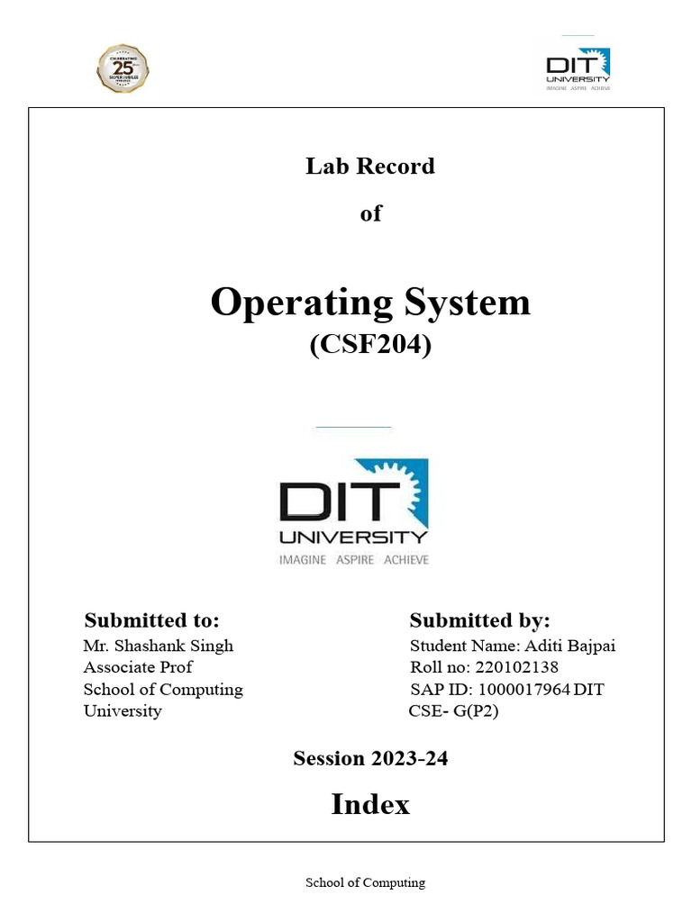 CSF204 - Format of Labfile | PDF | Scheduling (Computing) | Operating System