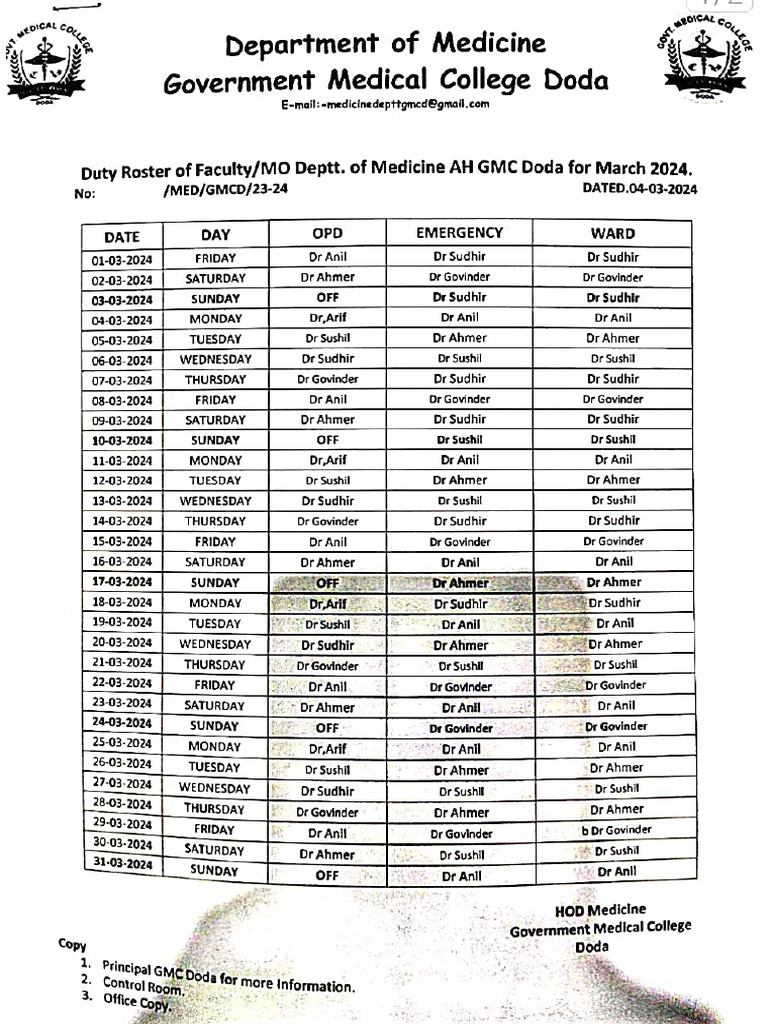 Combined Roaster of AH GMC DODA | PDF