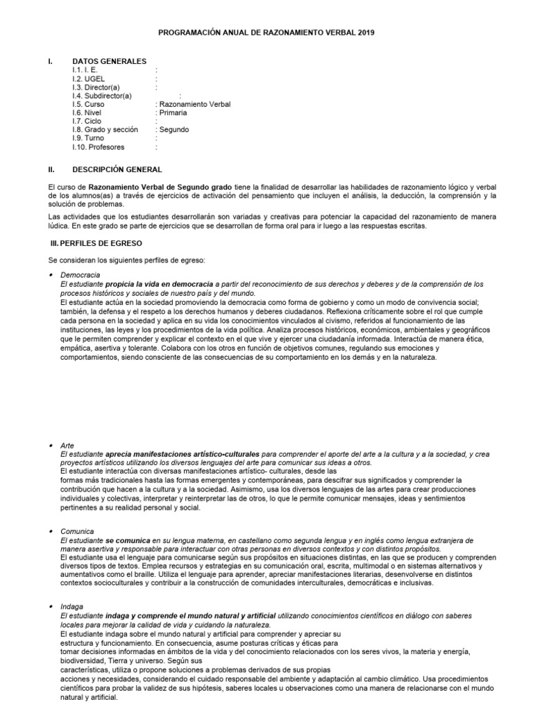 Programación Anual RV - 2.º Grado | PDF | Sociedad | Segundo lenguaje
