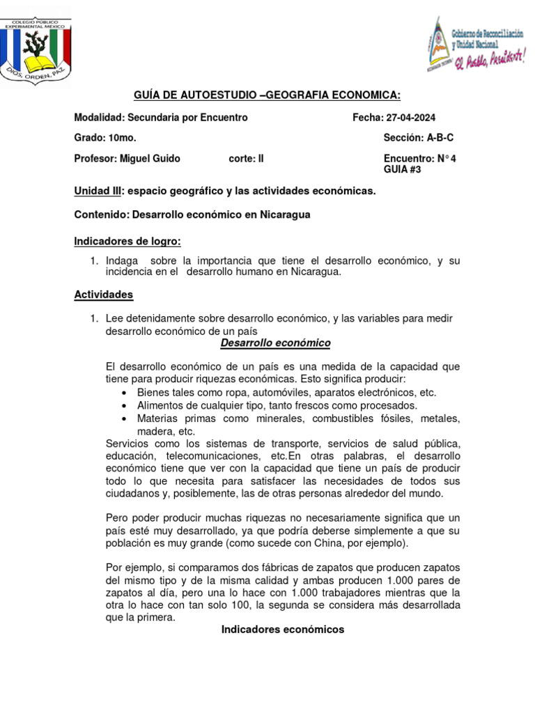 2.3 Geo-Econ Guía de Autoestudio 27-04-24 | PDF | Producto Interno ...