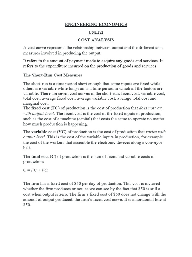 Cost Analysis | PDF | Average Cost | Long Run And Short Run