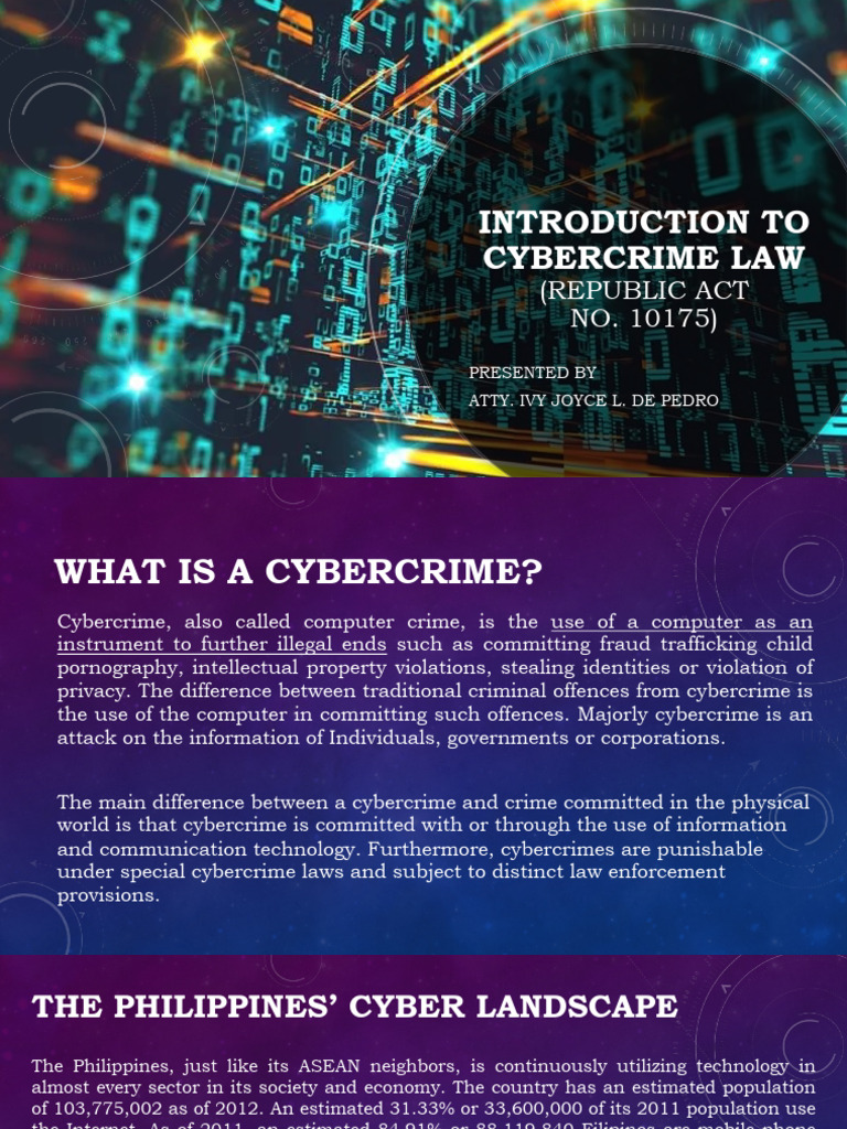 Cybercrime Presentation | PDF | Cybercrime | Defamation