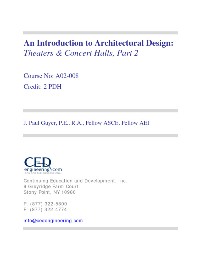 Intro To Architectural Design - Theatres & Concert Halls, Part 2 | PDF | Lighting
