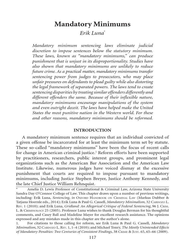 Reforming Mandatory Minimum Sentences | PDF | Mandatory Sentencing ...