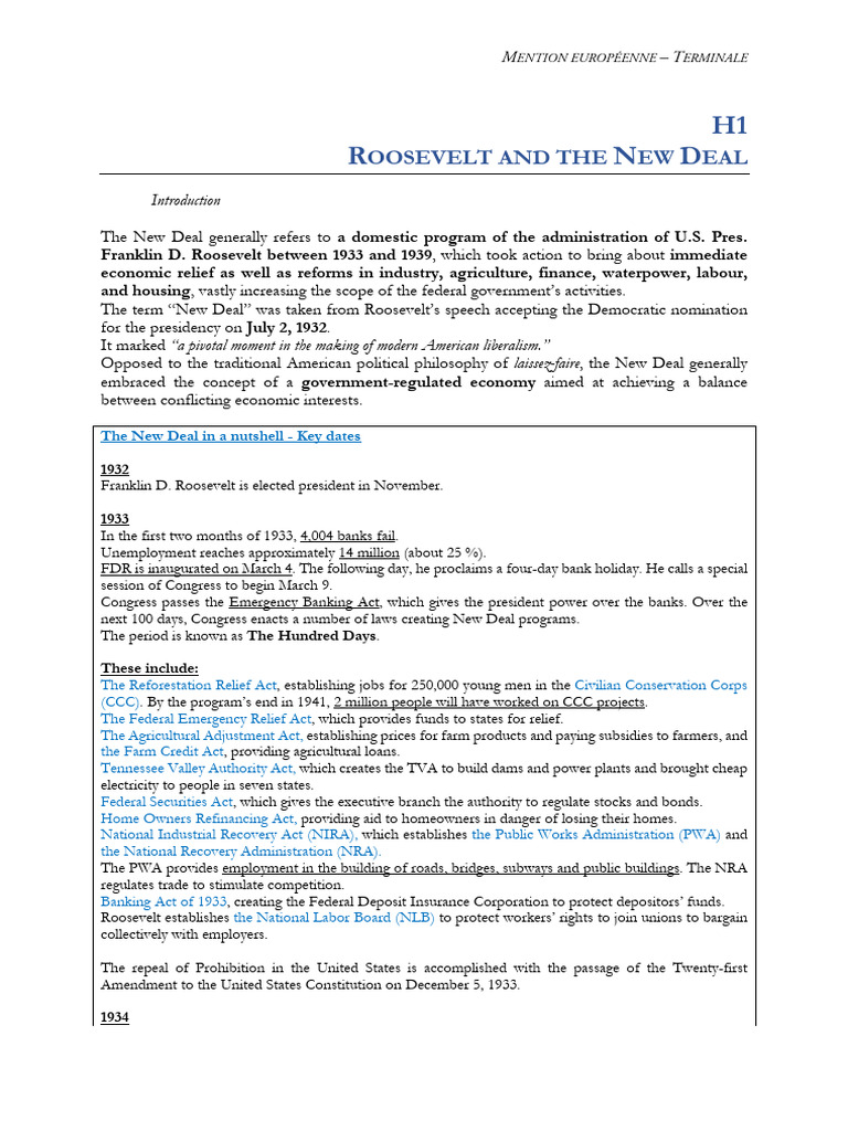 Roosevelt The New Deal Lesson | PDF | Cost Of Living | New Deal