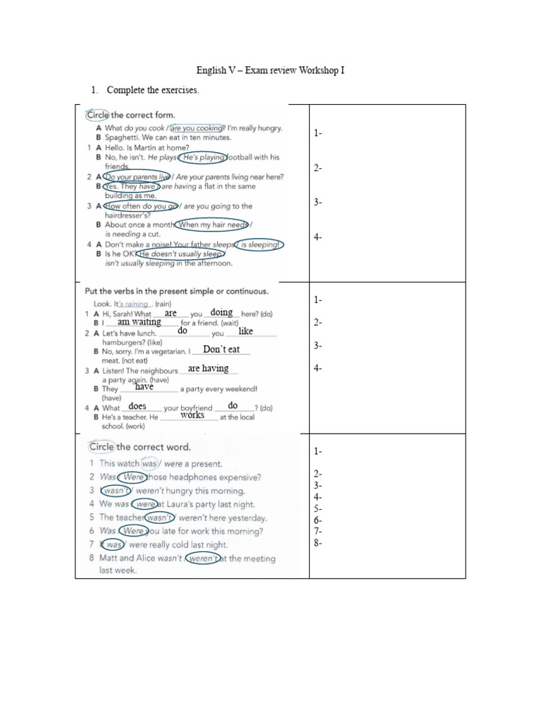English V Exam Review Workshop I | PDF | Linguistics | Grammar
