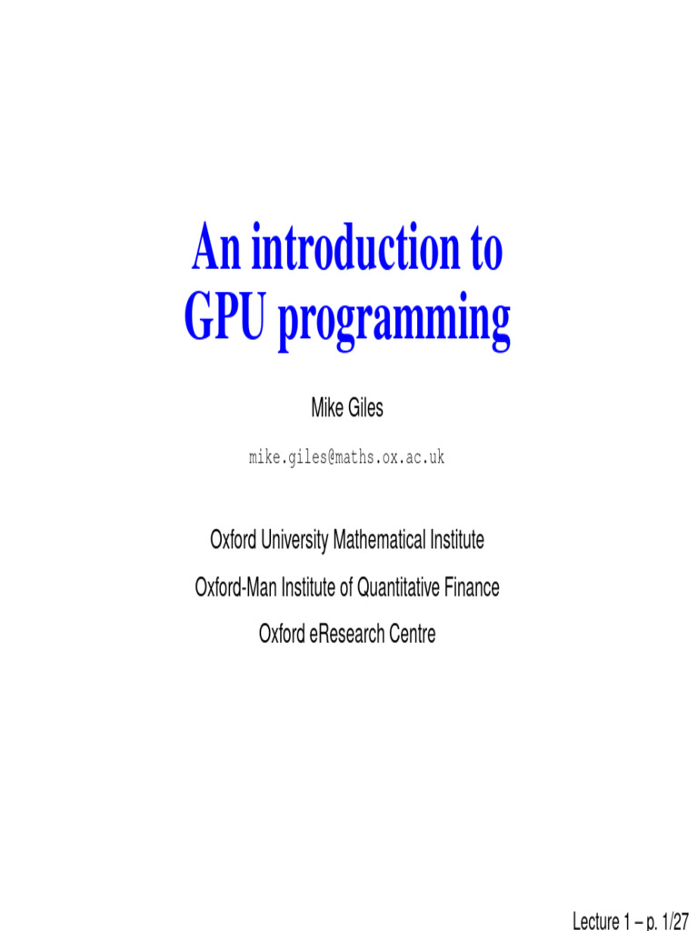 Lec 1 | PDF | Graphics Processing Unit | Thread (Computing)