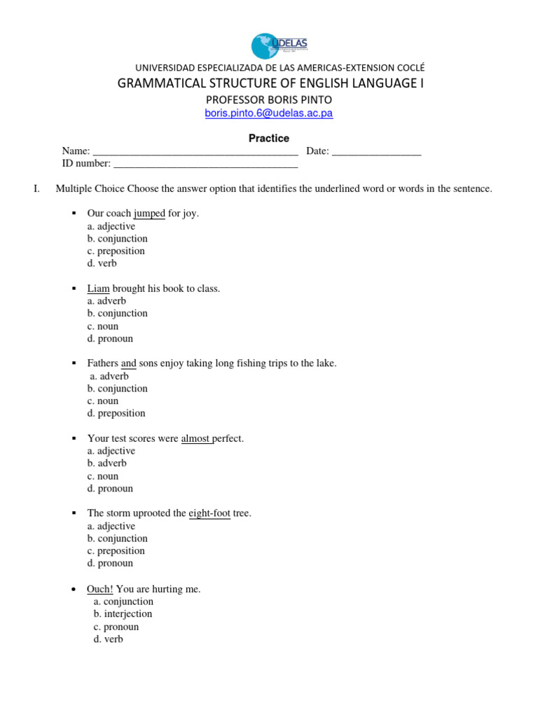 Parts of The Speech Practice Grammar April 19th | PDF | Plural ...