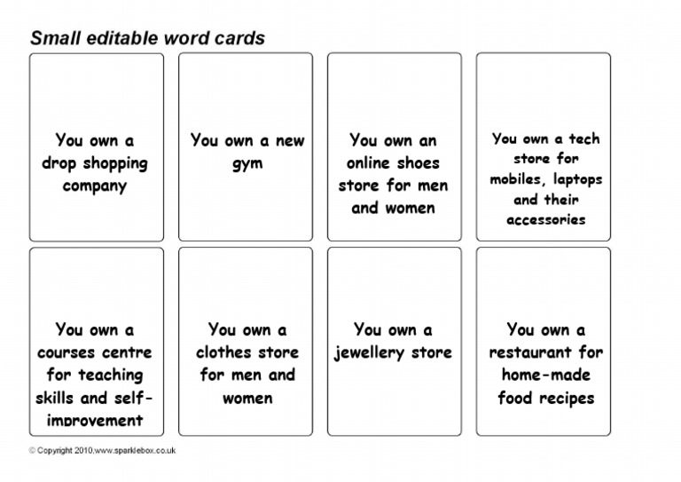 Business Cards Game | PDF