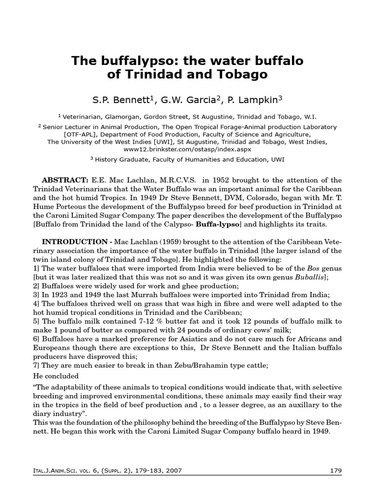 The Buffalypso The Water Buffalo of Trinidad and T | PDF | Cattle ...