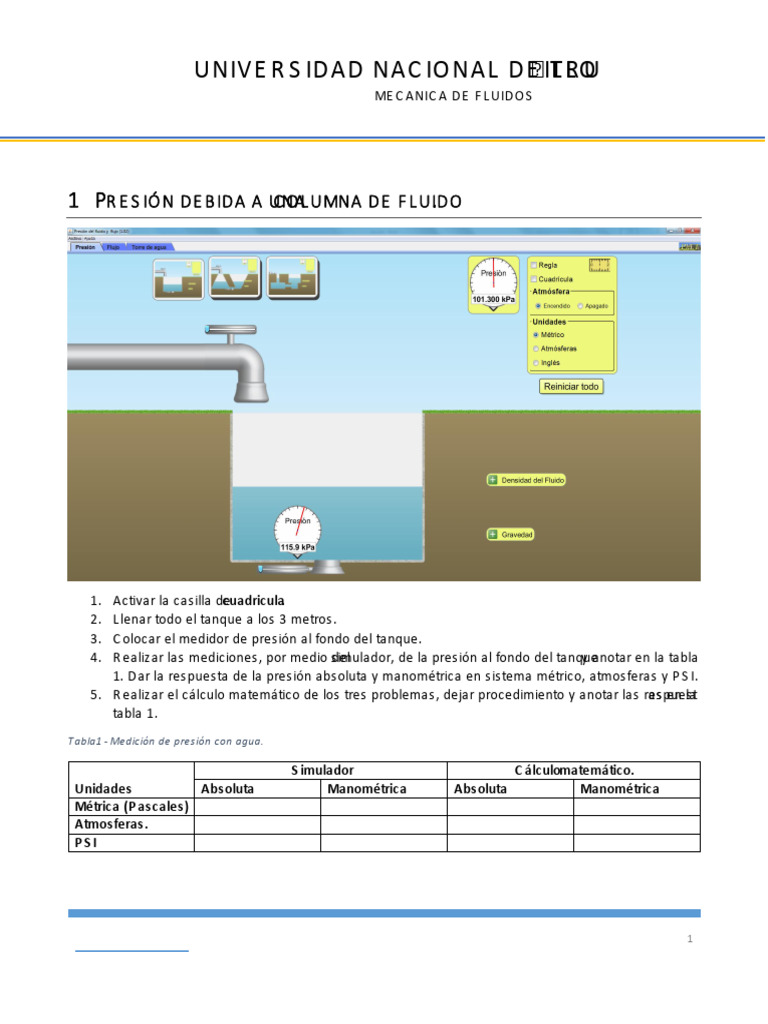 Lab Virtual Mecanica Fluidos | PDF | Presión | Líquidos