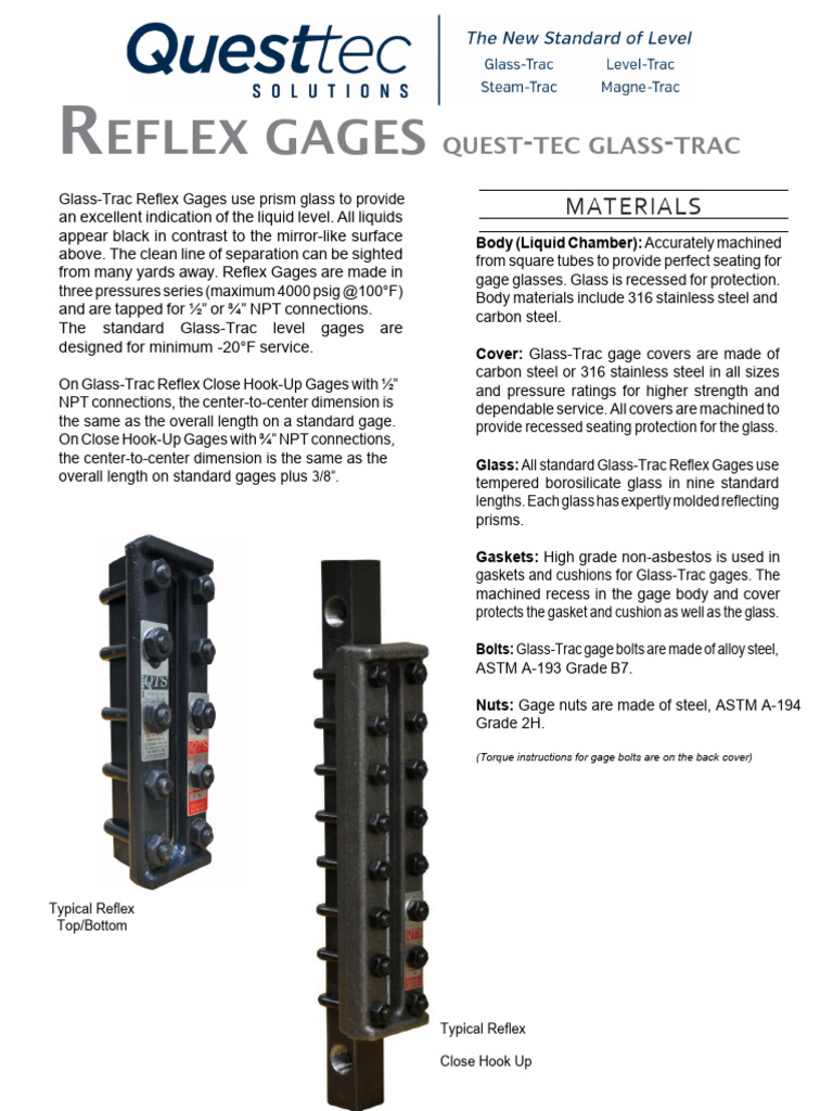 Reflex Level Gauges Rev 1 | PDF | Steel | Screw