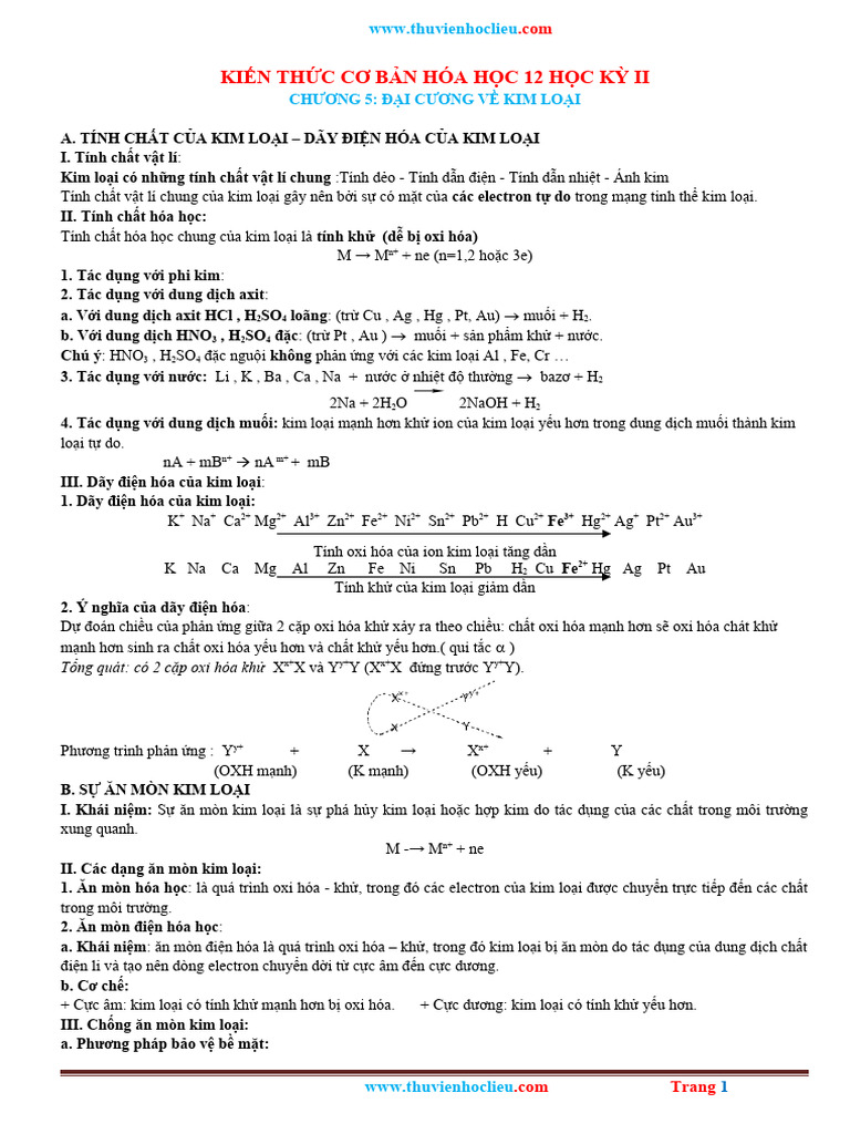 Ly Thuyet Hoa 12 HK2 | PDF
