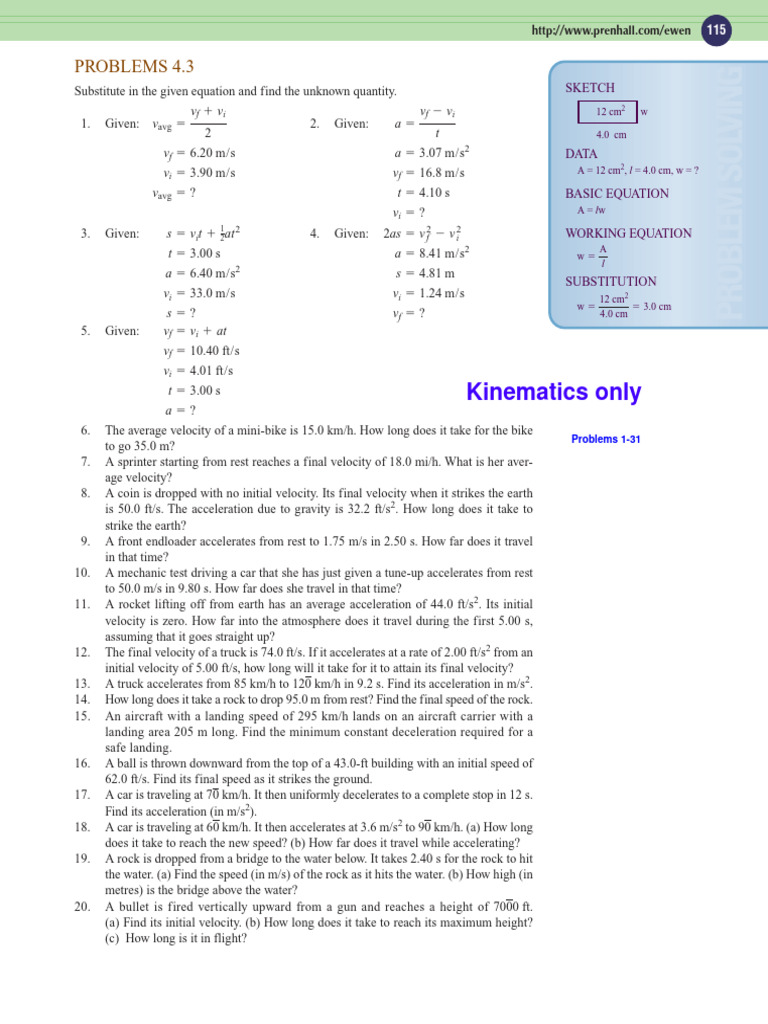 Exercise02a Kinematic Only | PDF | Acceleration | Projectiles
