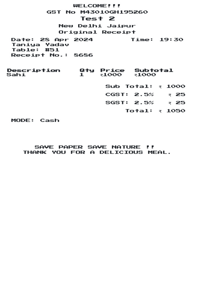 Restaurant Bill Template 1 | PDF