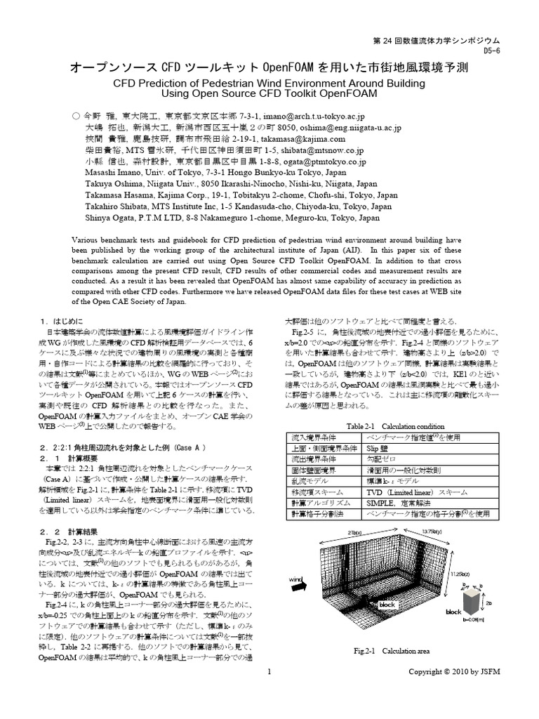2) OpenFoam - CFD Prediction of Pedestrian Wind Environment Around Building Using OpenFoam | PDF