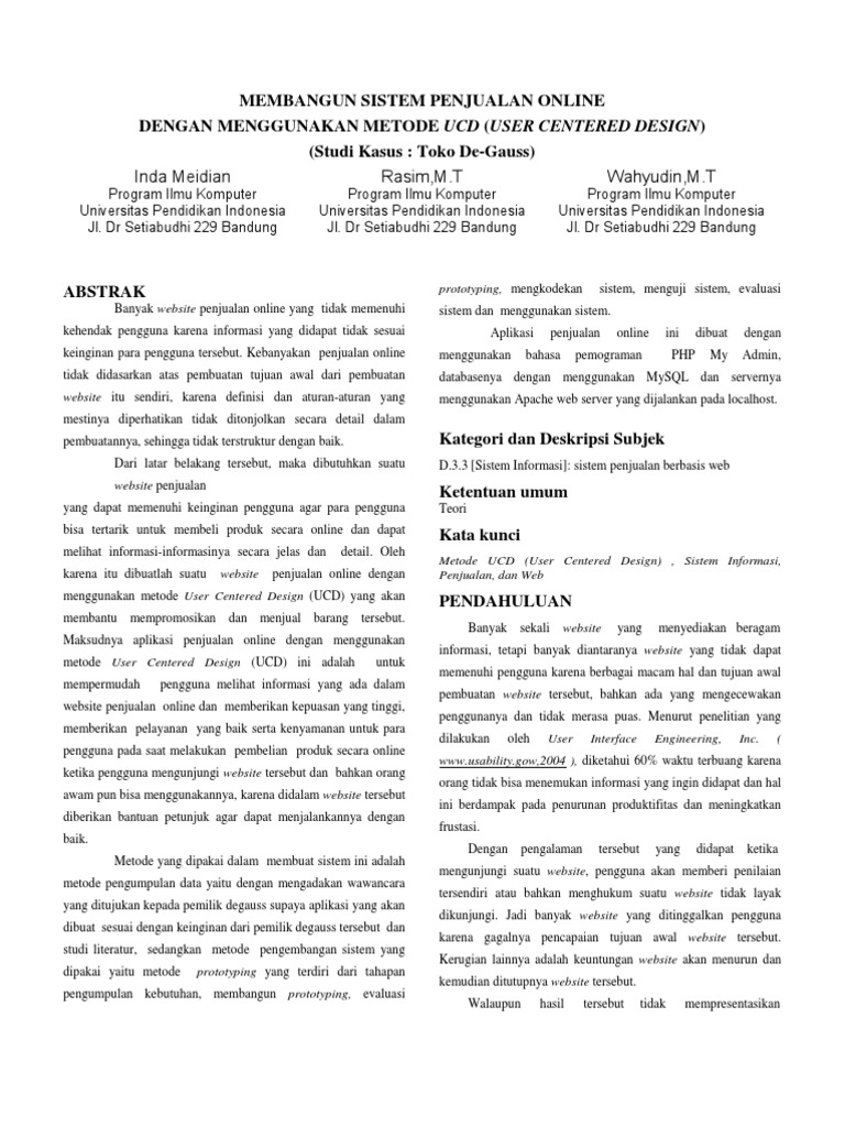 Membangun Sistem Penjualan Online Dengan Menggunakan Metode Ucd (User ...
