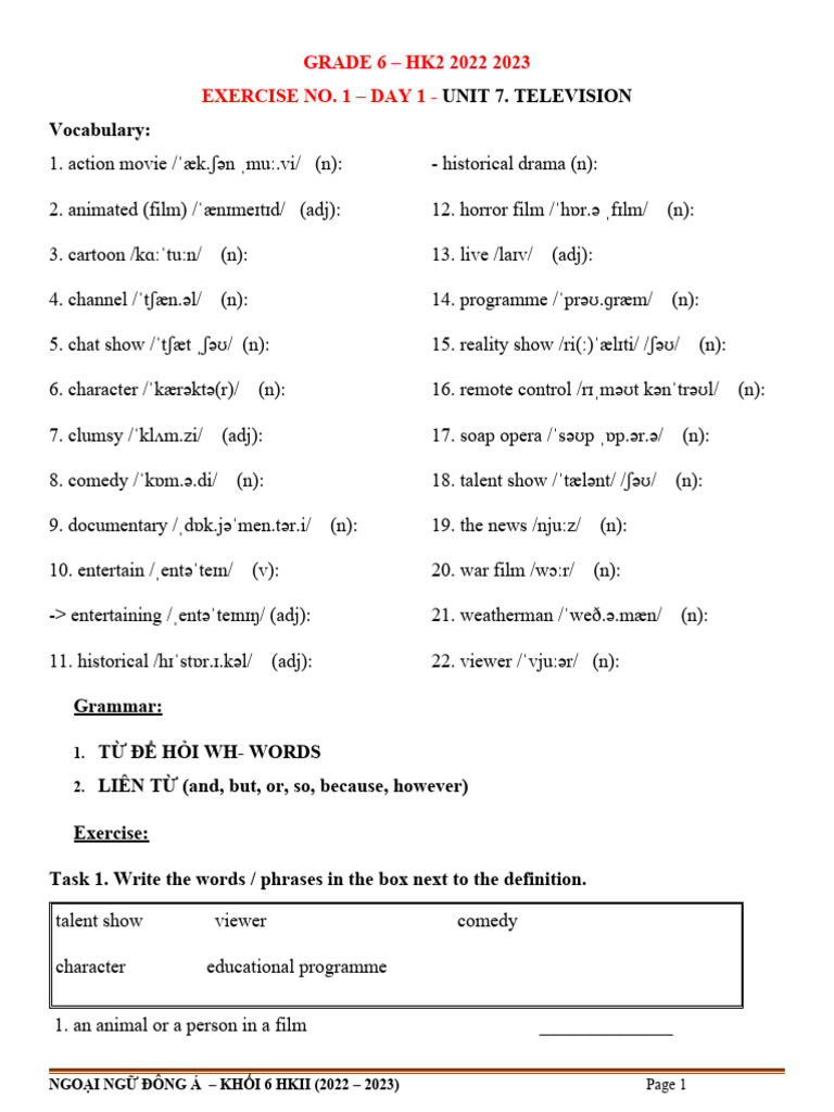 Avec - Ôn Thi Hkii - Grade 6 2022 - 2023 - Day 1-6 | PDF | Robot | Robotics