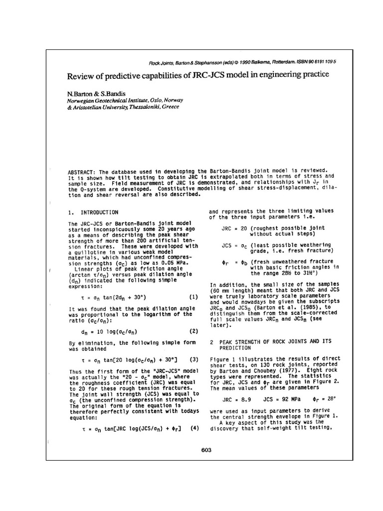 Barton and Bandis, 1990 No Cover | PDF