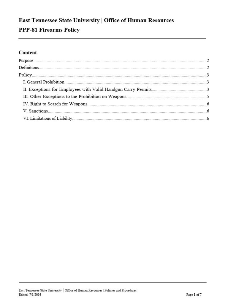 Ppp81 Firearms Policy | PDF | Employment | Firearms