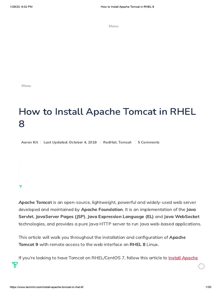 How To Install Apache Tomcat In Rhel 8 Pdf Java Programming 8959