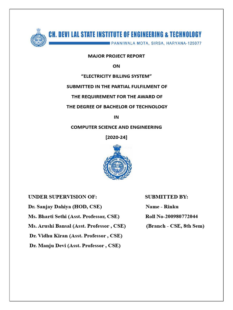 Electricity Billing System Project Report | PDF | Software Testing ...