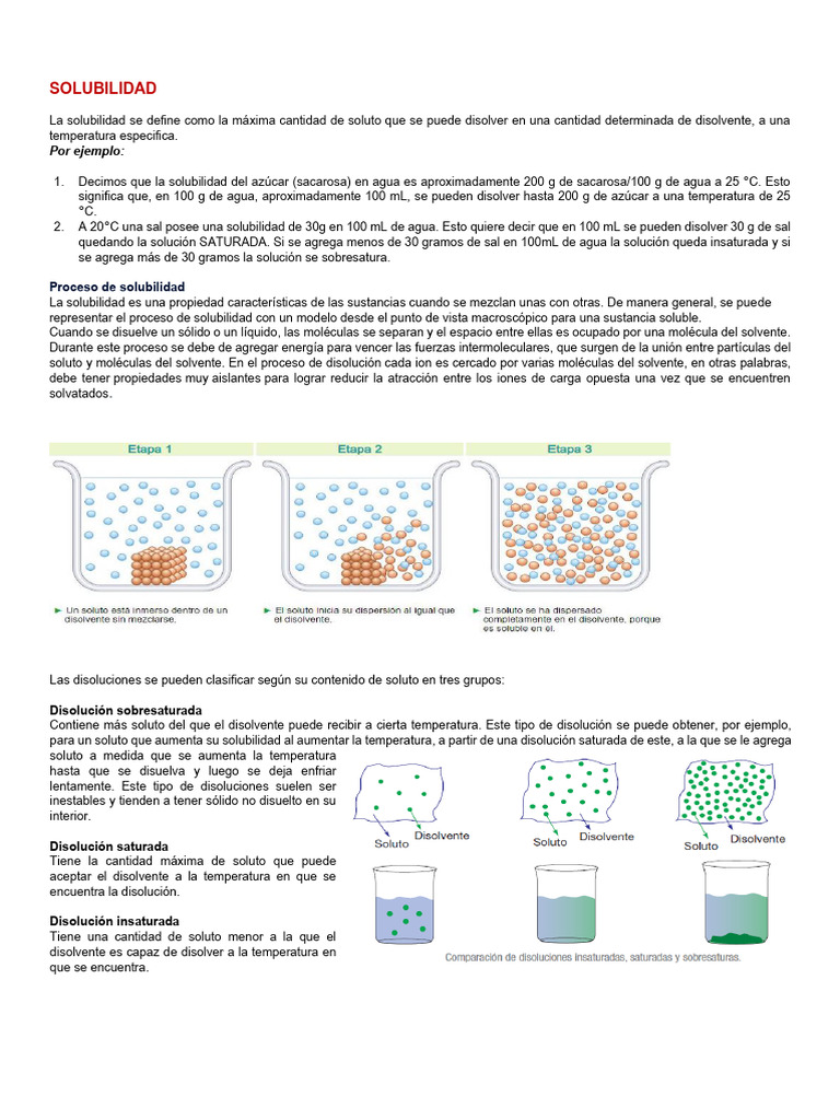 SOLUBILIDAD | PDF | Solubilidad | Mezclas Químicas Homogéneas