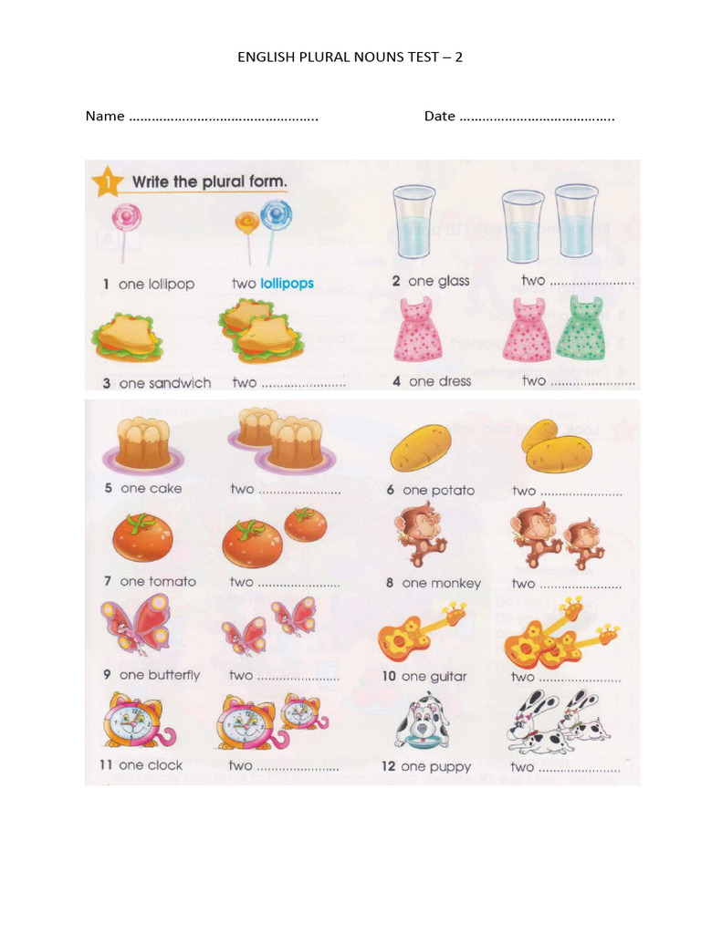 English Plural Nouns Test | PDF